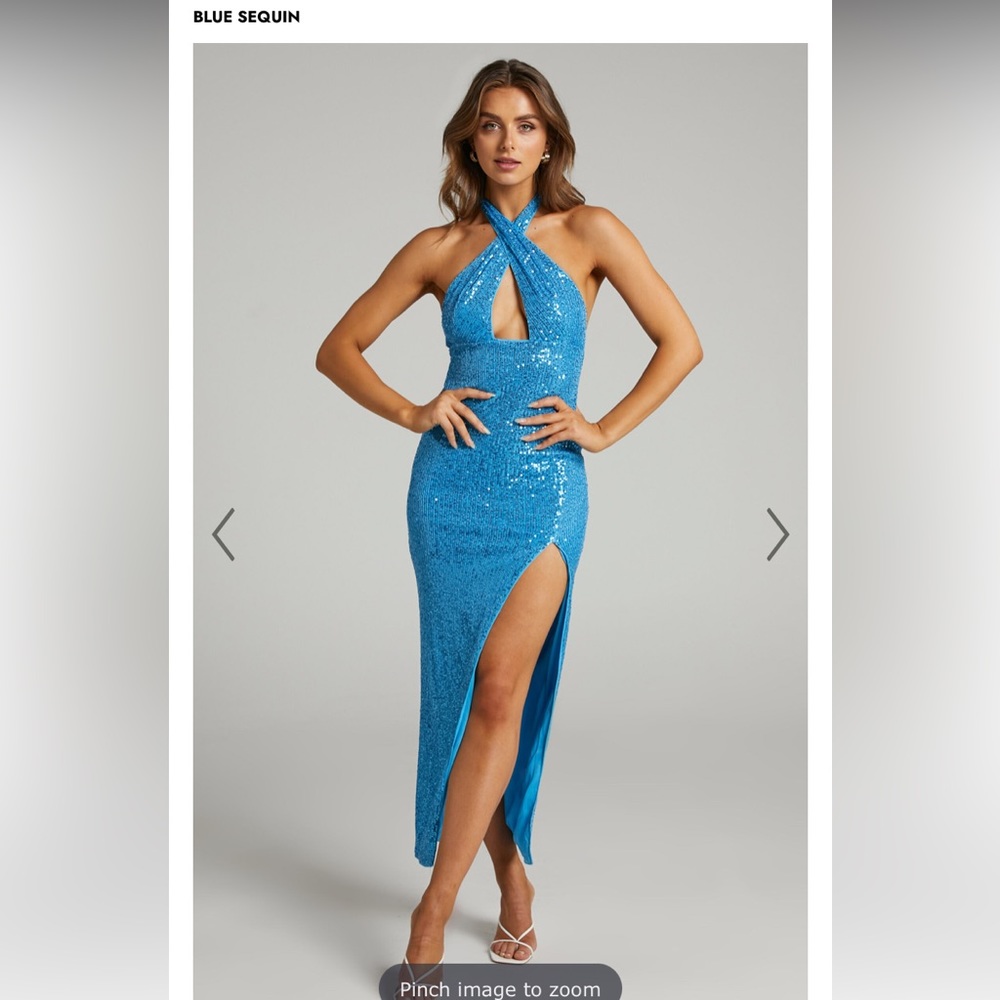 Showpo Formal Dress- Blue Sequin - Gem